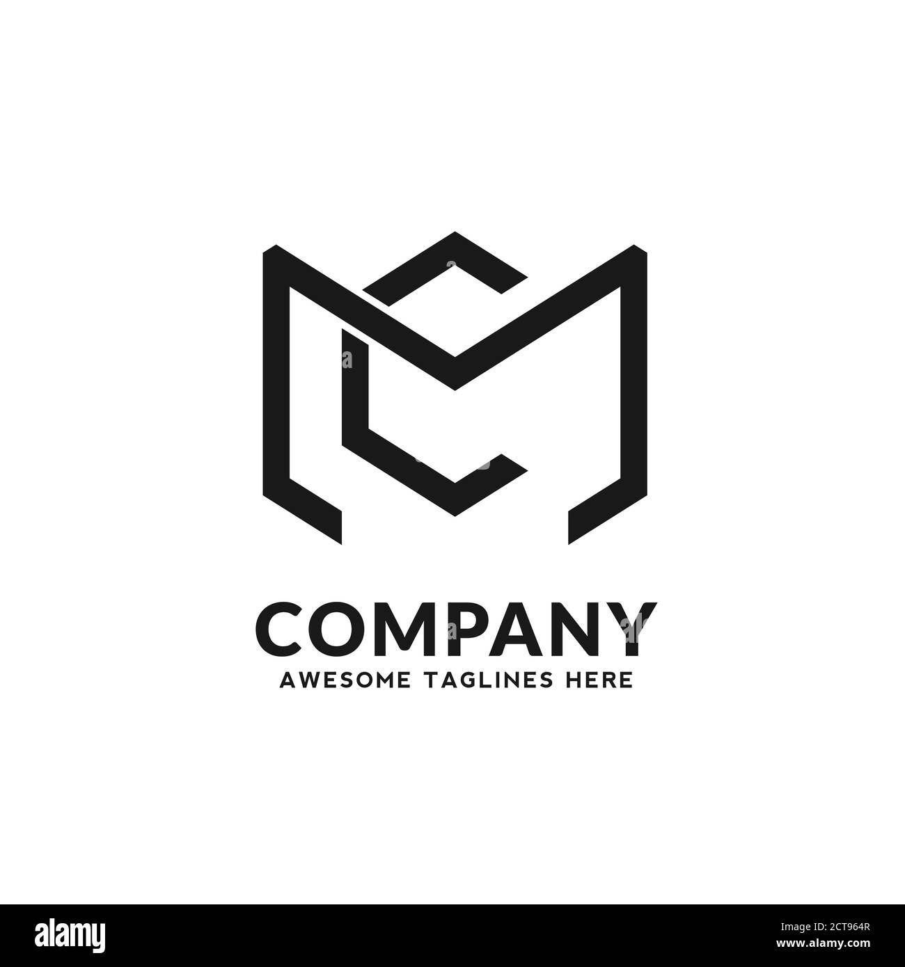 creative initial letter mc monochrome color logo vector Stock Vector ...