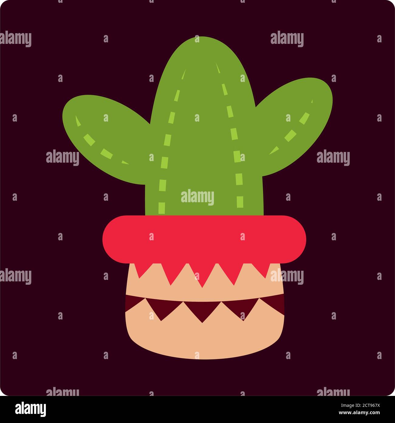 day of the dead, potted cactus decoration, mexican celebration icon ...