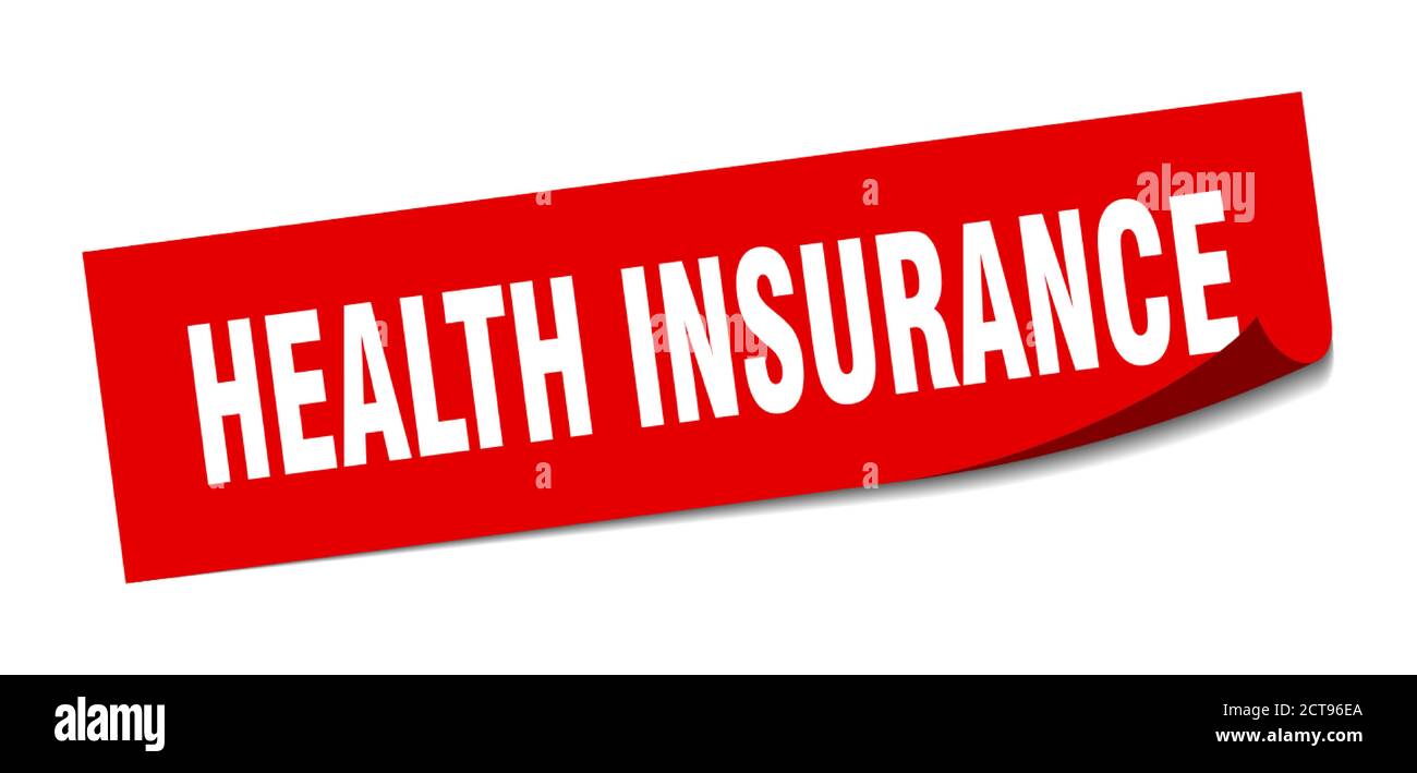 health insurance sticker. square isolated peeler sign. label Stock ...