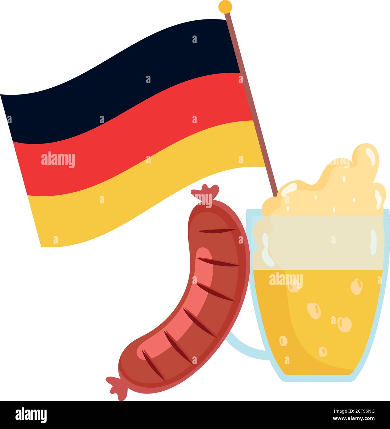 oktoberfest festival, flag sausage and beer, celebration germany ...