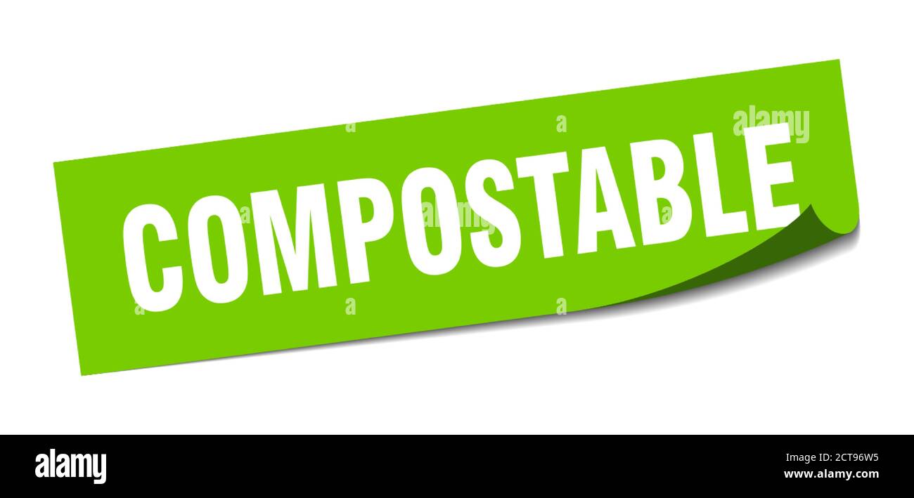 compostable sticker. square isolated peeler sign. label Stock Vector ...