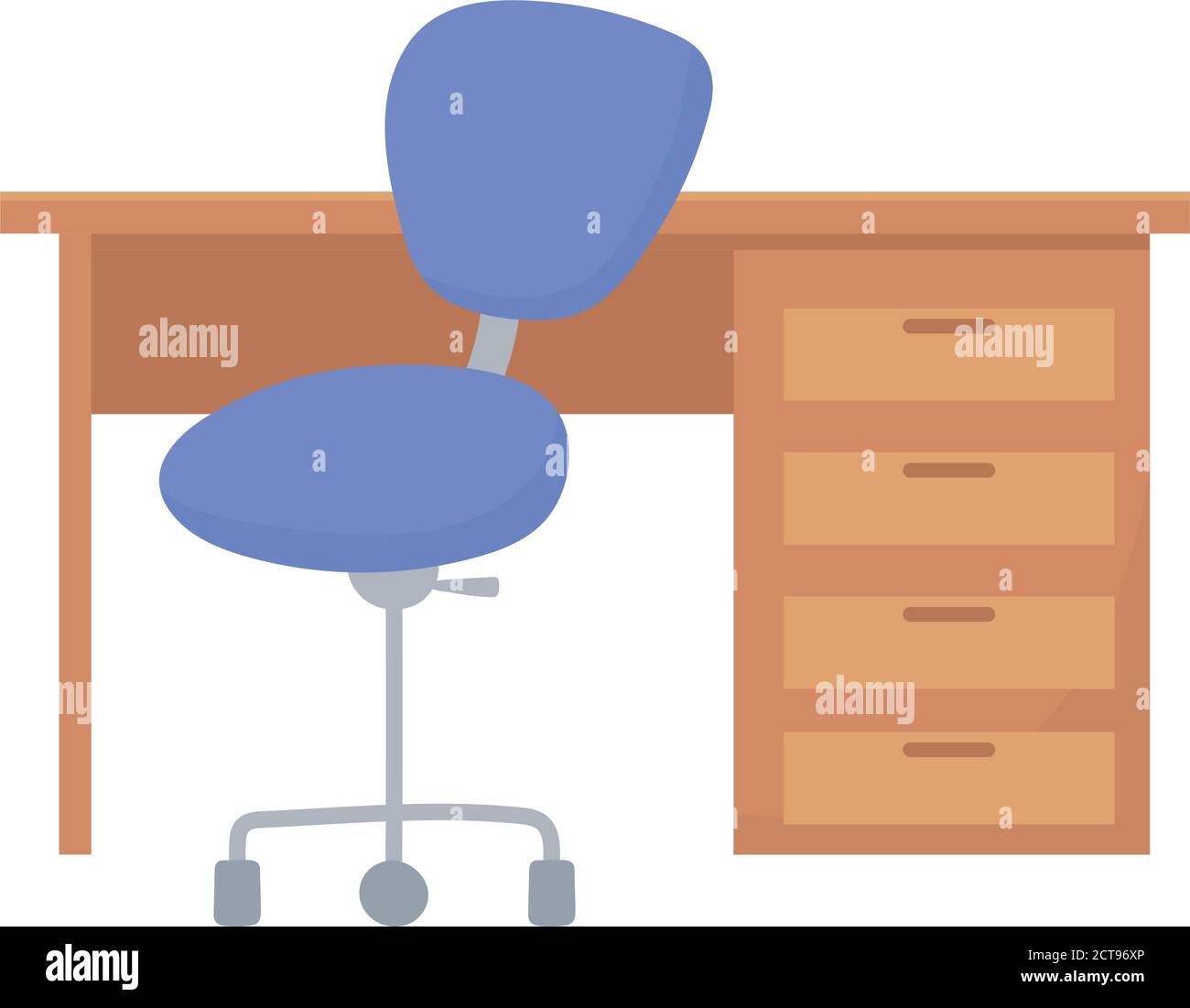 workspace desk and chair office isolated design white background vector ...