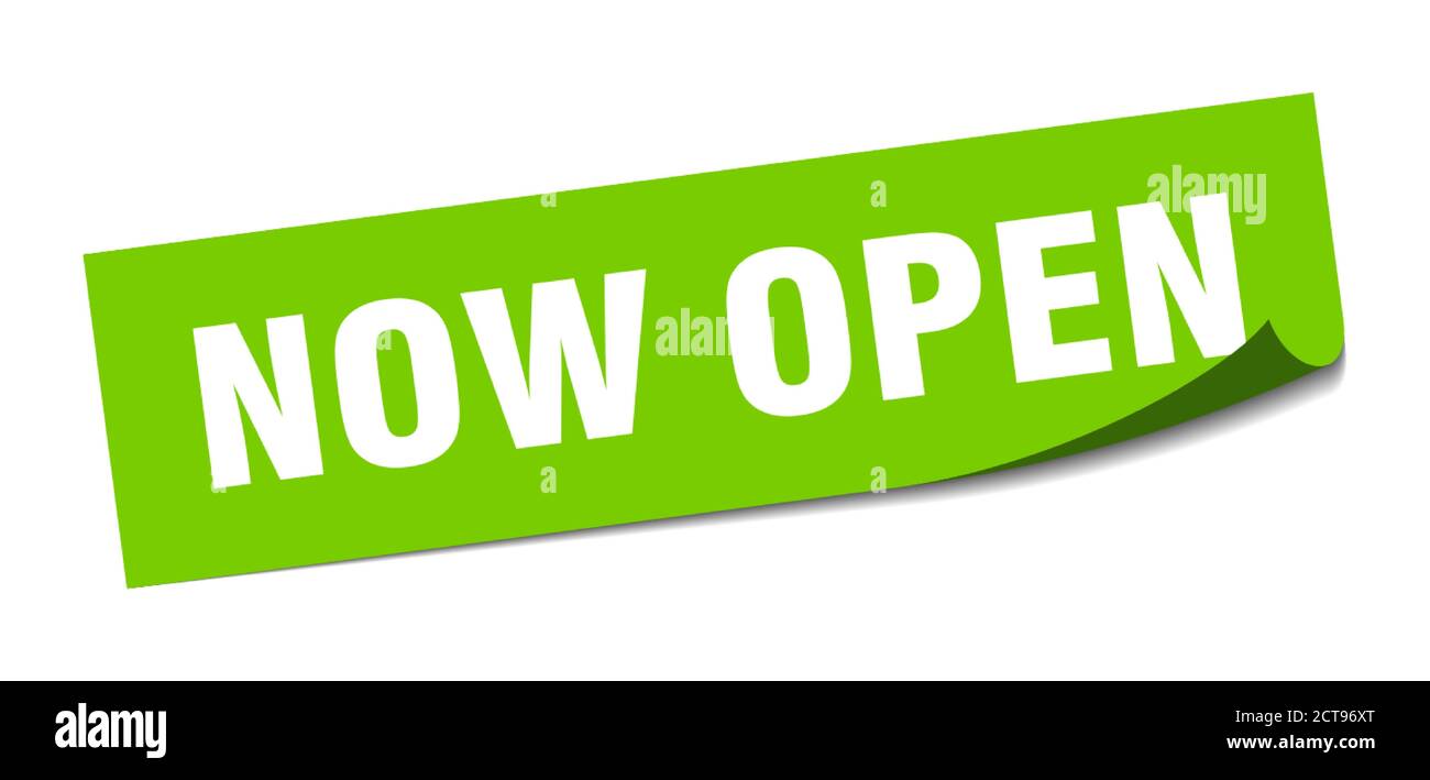 now open sticker. square isolated peeler sign. label Stock Vector Image ...