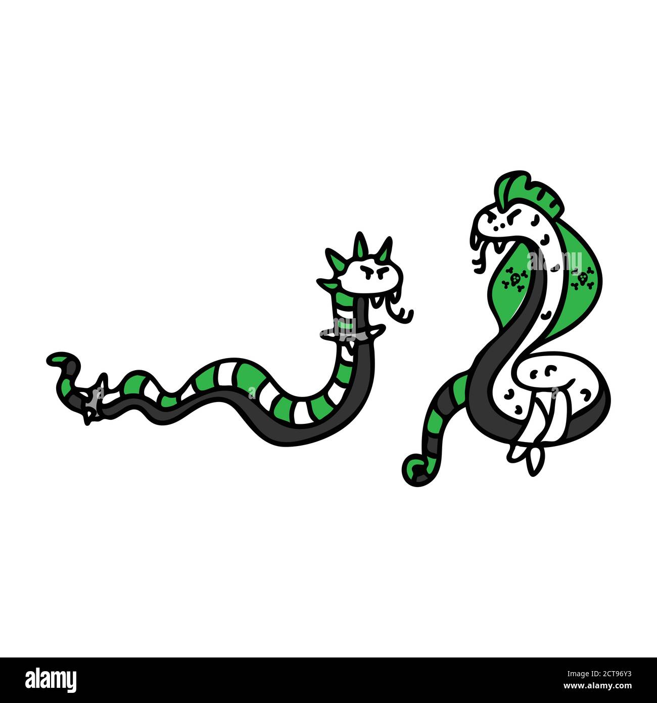 Punk rock snake set vector illustration clipart. Simple alternative ...