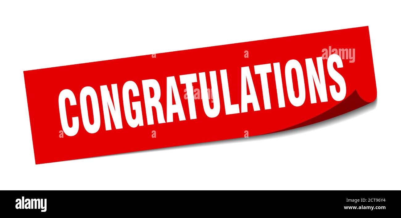 congratulations sticker. square isolated peeler sign. label Stock ...