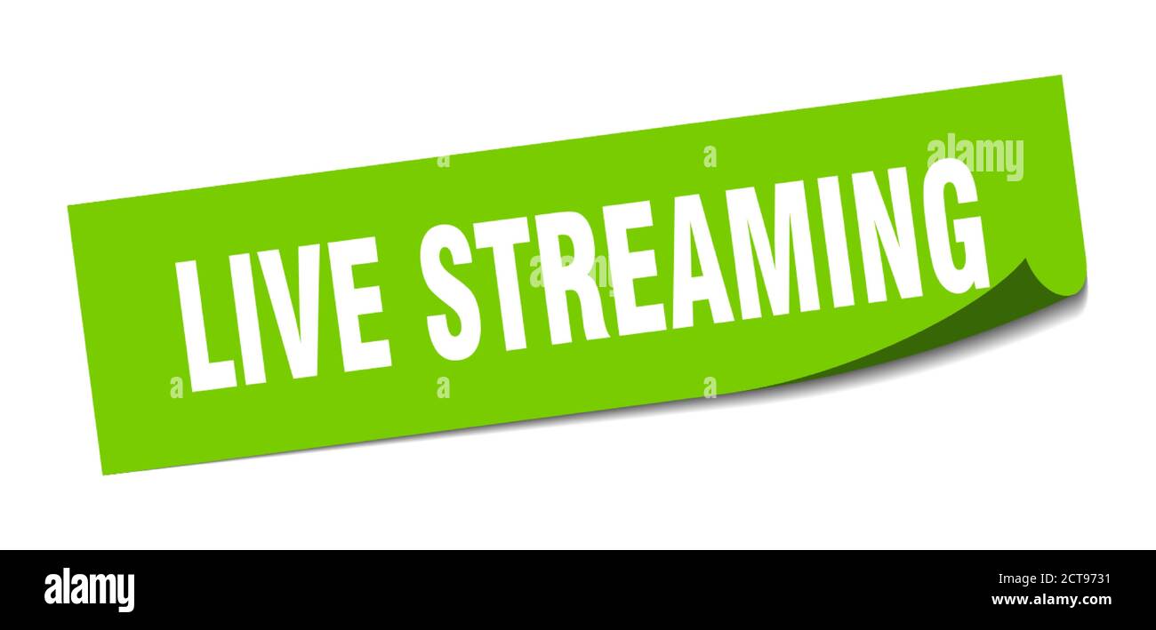 live streaming sticker. square isolated peeler sign. label Stock Vector ...