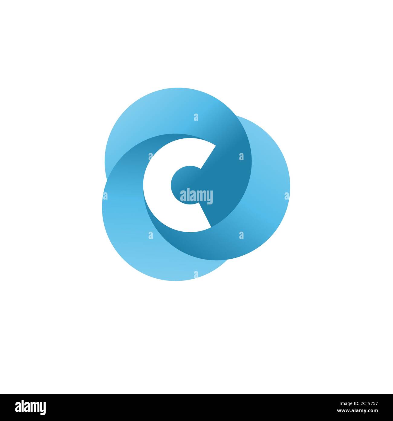 creative initial letter c with three blue circle color logo vector ...