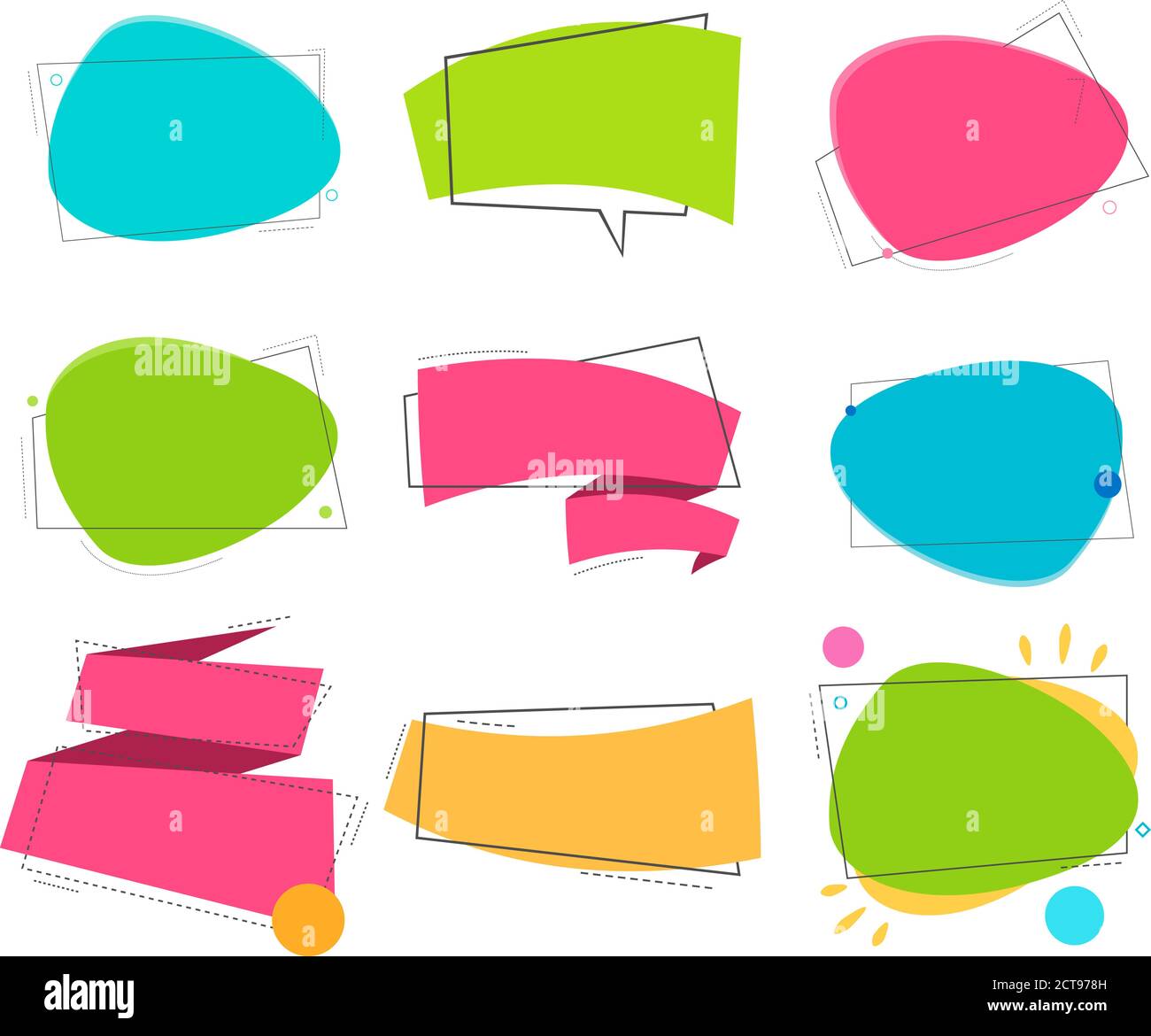 Set color ribbon and bubble. Vector linear style. Bright promotion ...