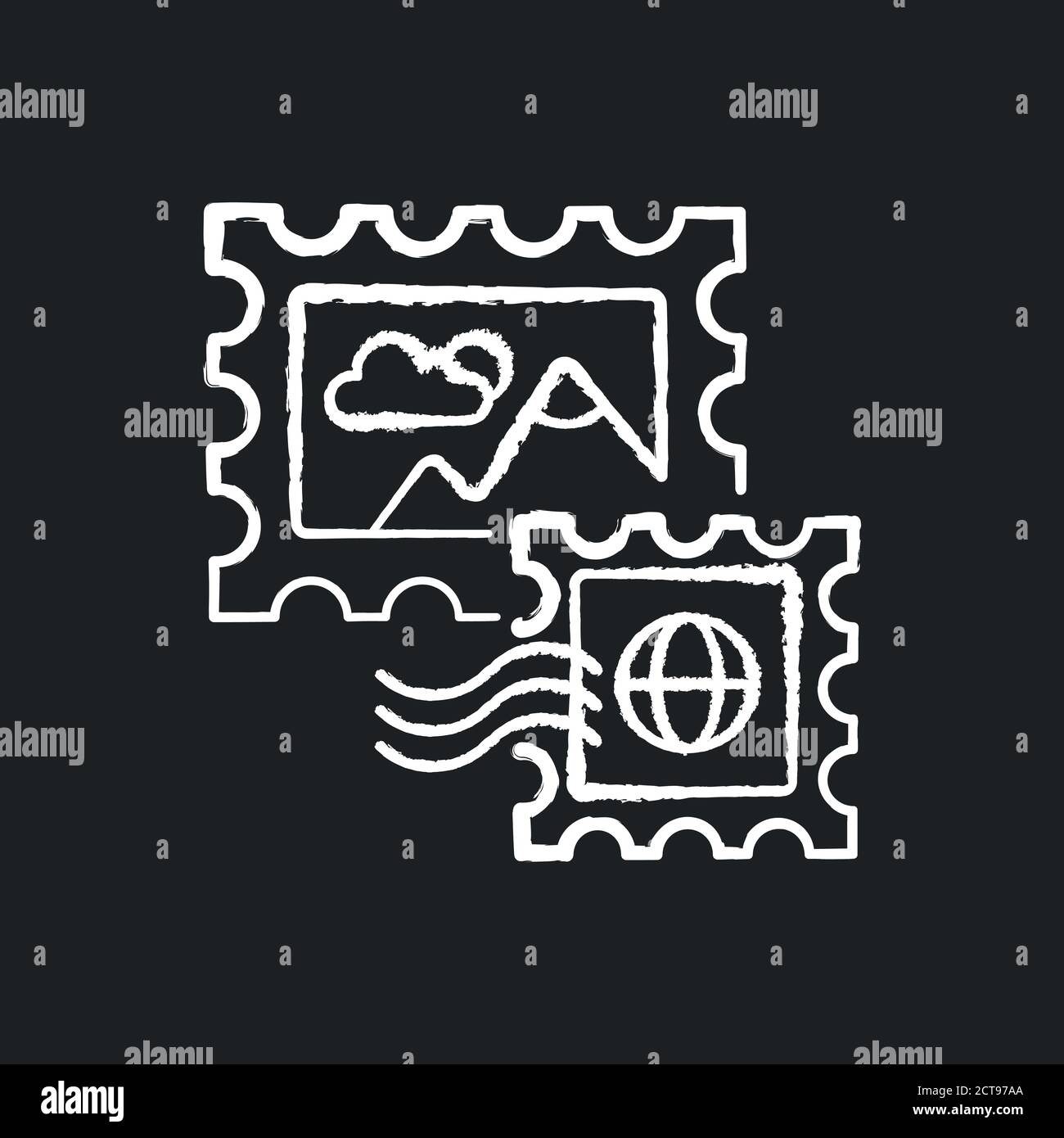 Postage stamps chalk white icon on black background Stock Vector Image ...