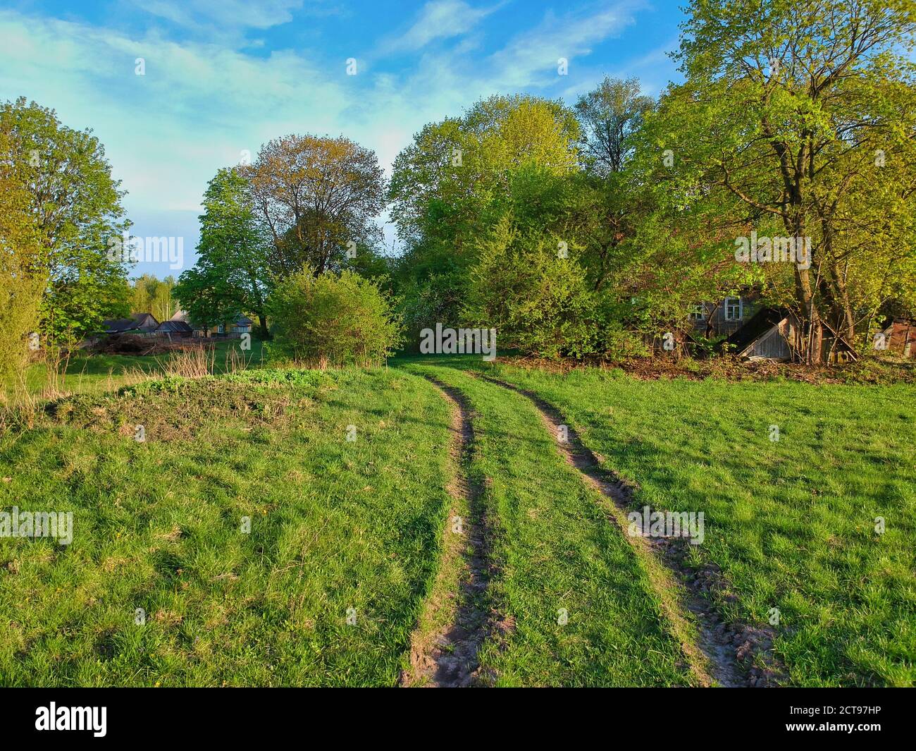 Closeup of a road in the countryside in spring in Belarus Stock Photo ...