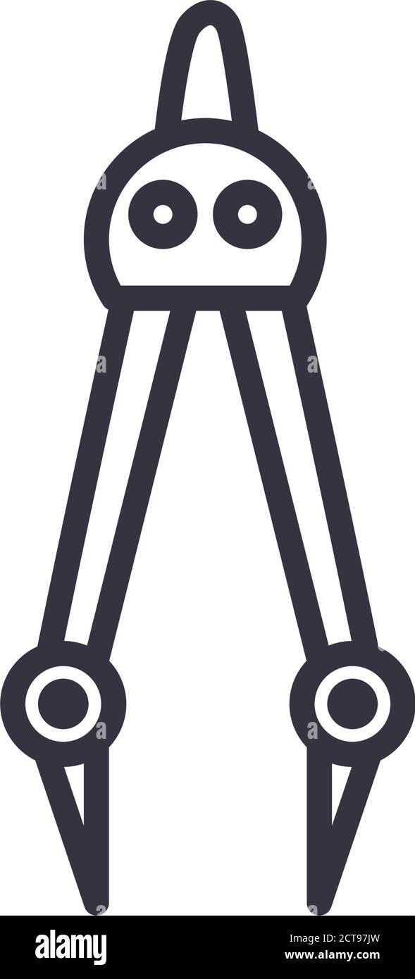 Measuring compass line style icon design, Instrument tool work and ...