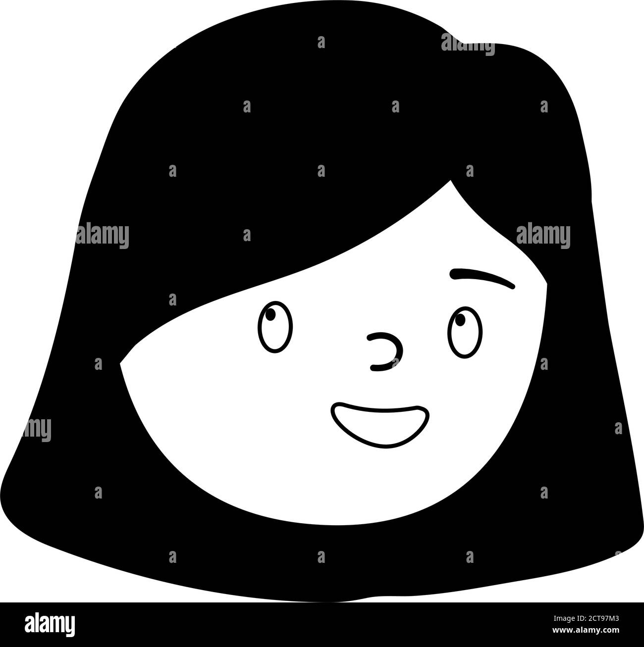 female face character cartoon, isolated design white background vector ...