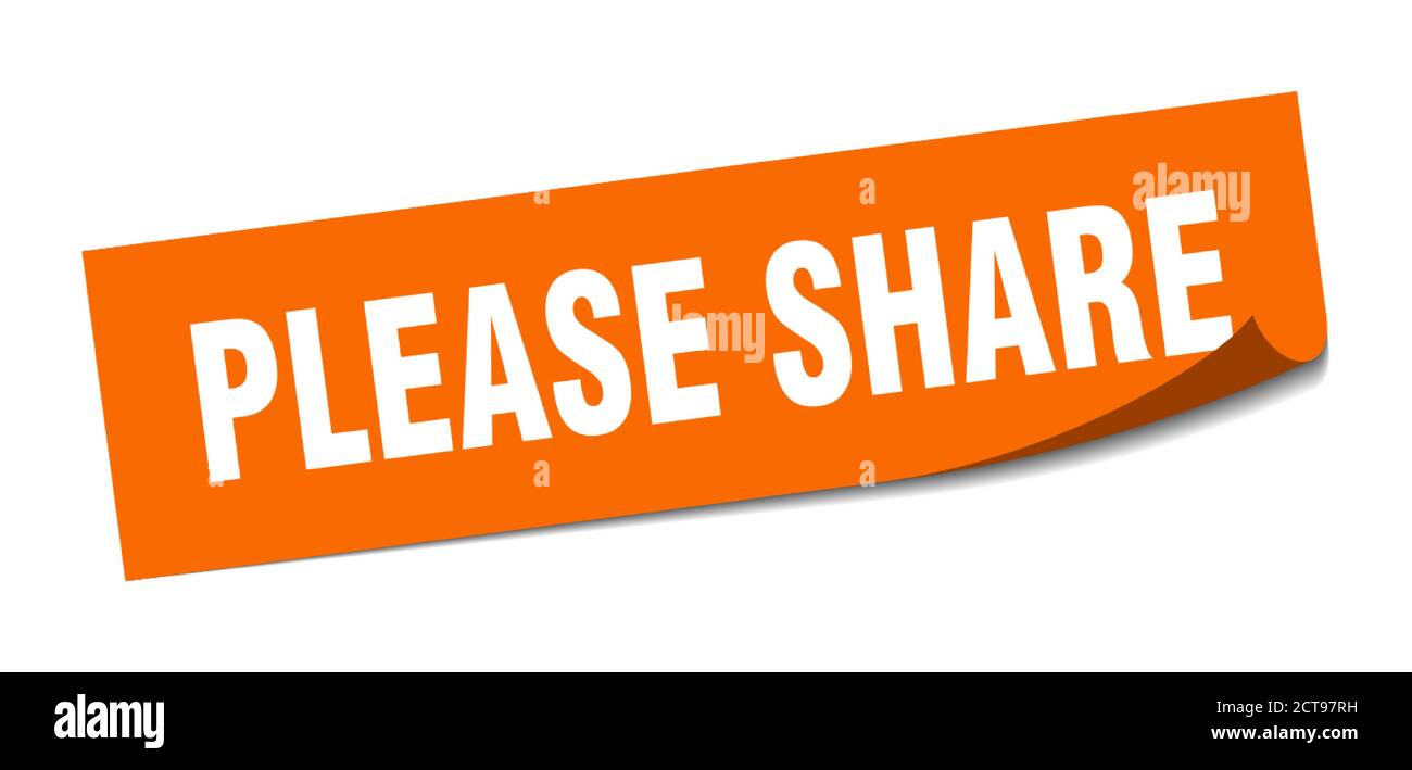 please share sticker. square isolated peeler sign. label Stock Vector ...
