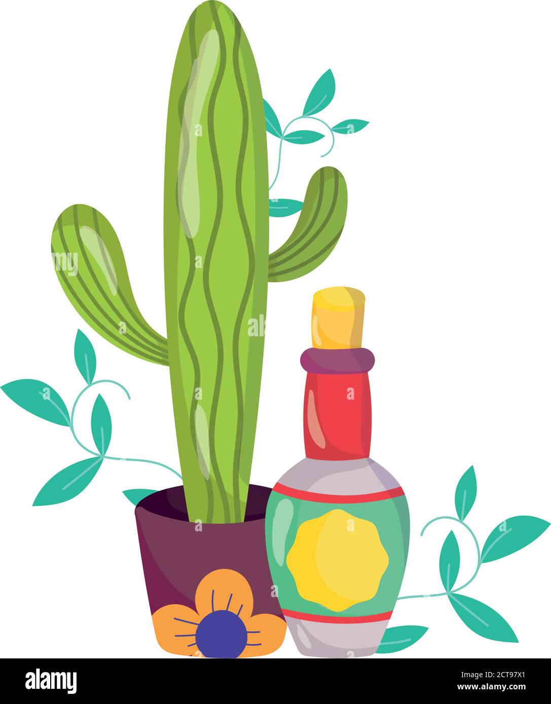 mexican independence day, cactus tequila bottle decoration, viva mexico ...