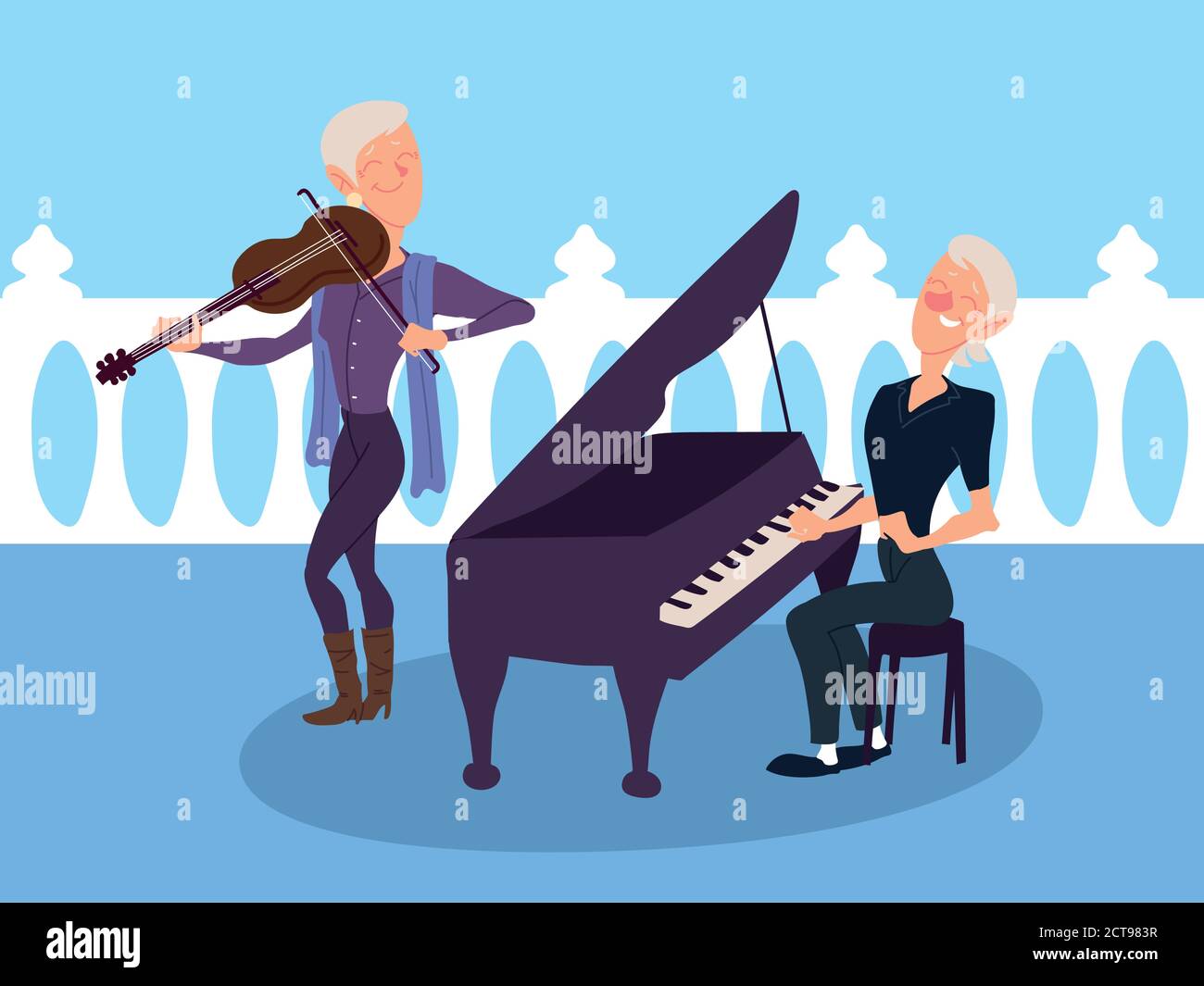 elderly women playing musical instruments, active senior vector ...
