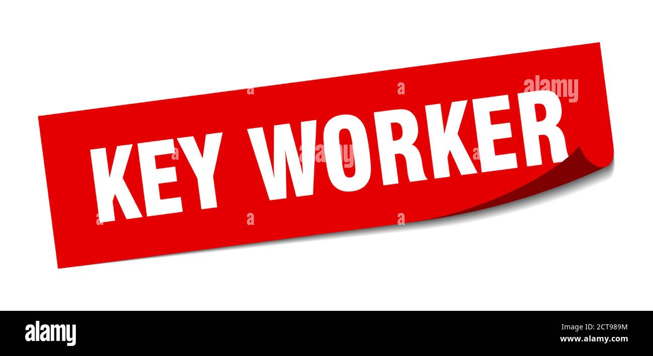 key worker sticker. square isolated peeler sign. label Stock Vector ...