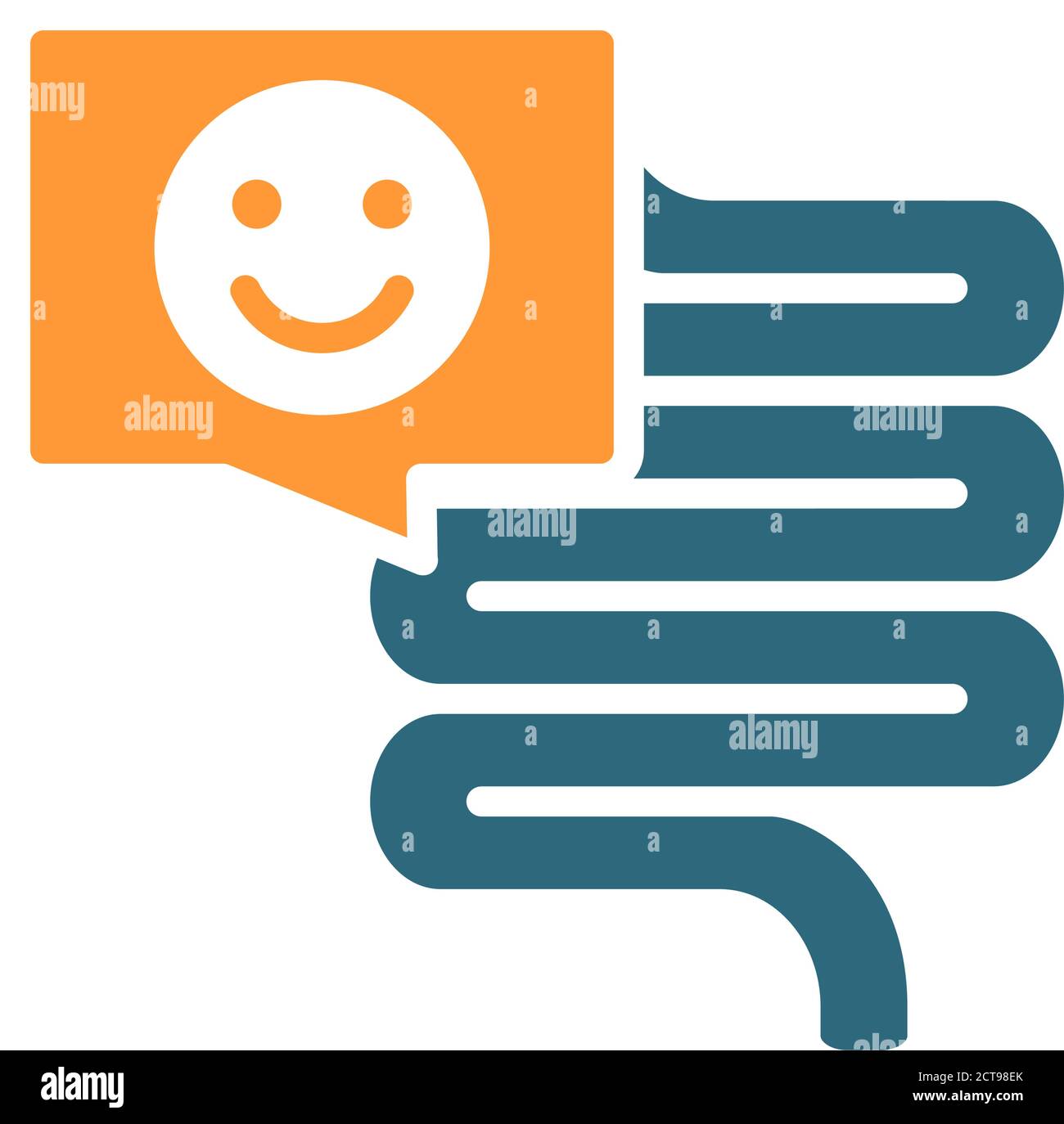 Intestine with happy face colored icon. Healthy internal organ ...