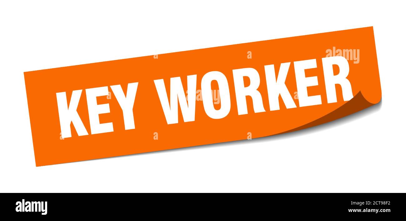 key worker sticker. square isolated peeler sign. label Stock Vector ...