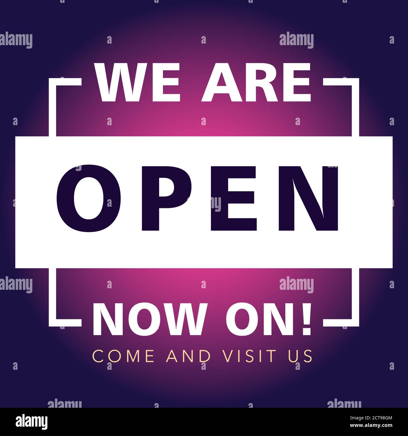 we are open now on, come and visit us vector illustration design Stock ...