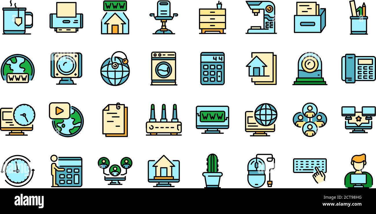 Home office icons set vector flat Stock Vector Image & Art - Alamy