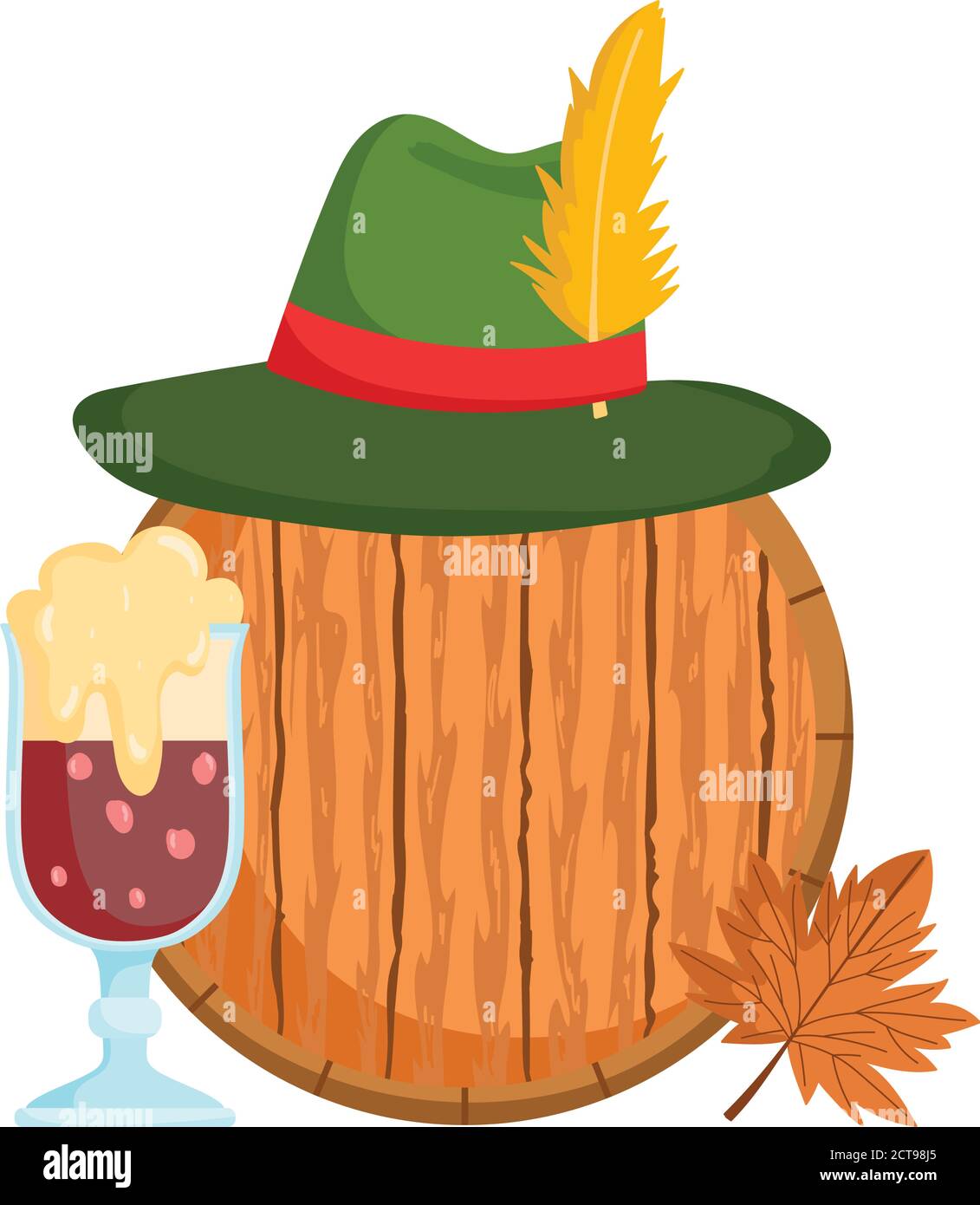 oktoberfest festival, black beer hat and wooden barrel, celebration ...
