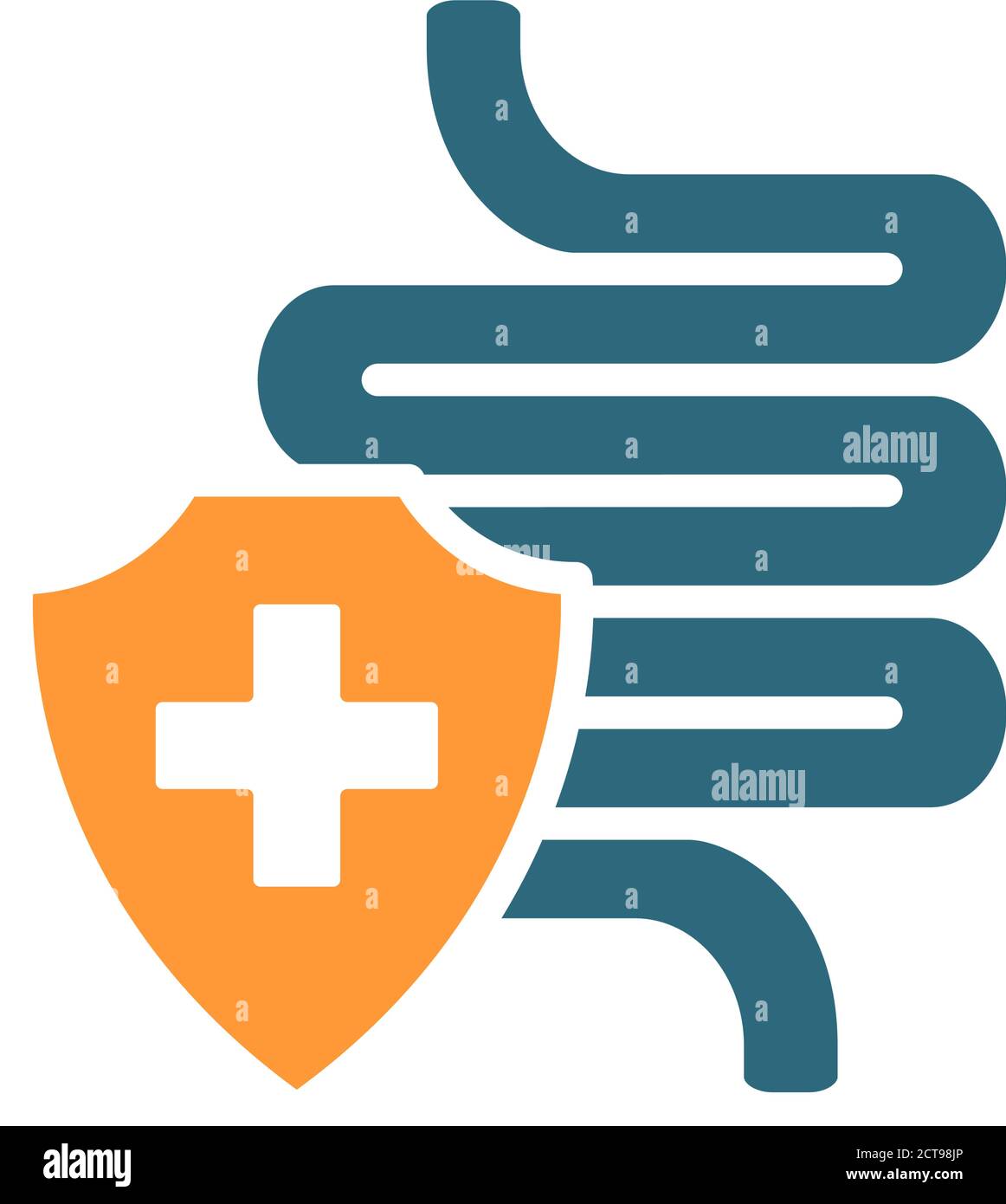 Healthy protected intestine colored icon. Digestive tract treatment ...