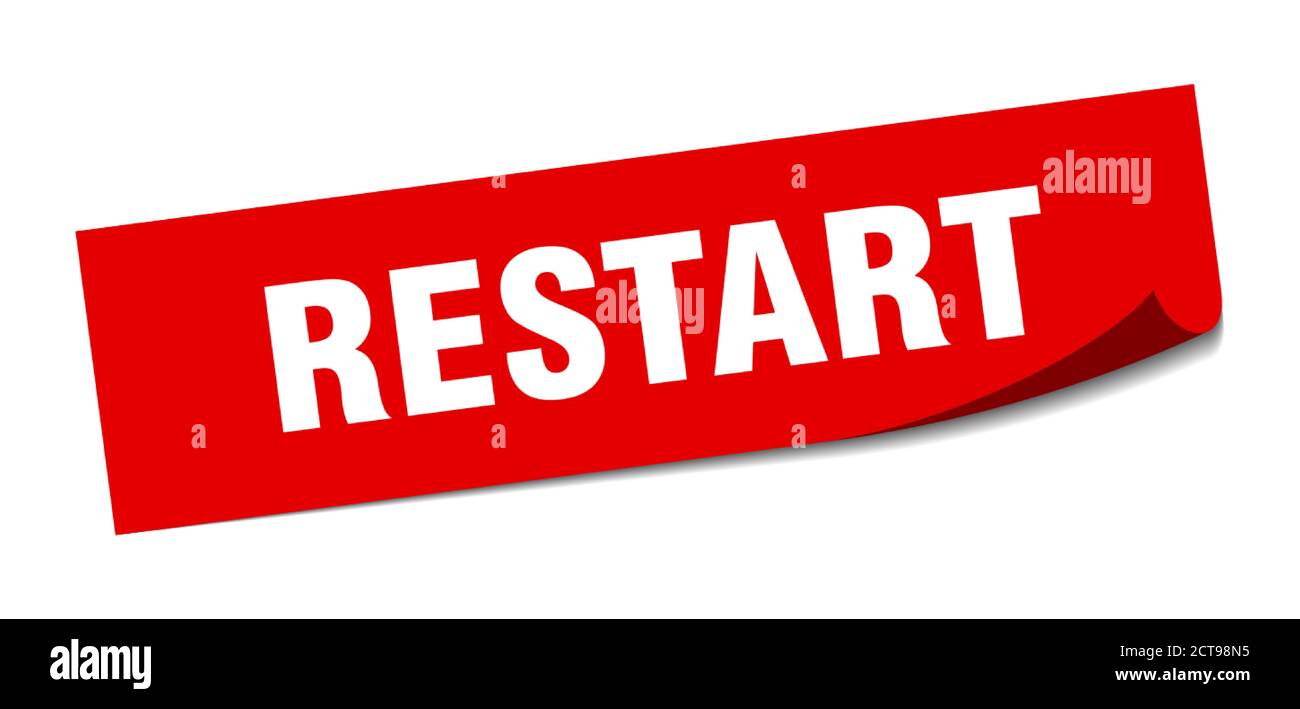 restart sticker. square isolated peeler sign. label Stock Vector Image ...