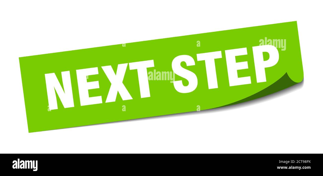 next step sticker. square isolated peeler sign. label Stock Vector ...