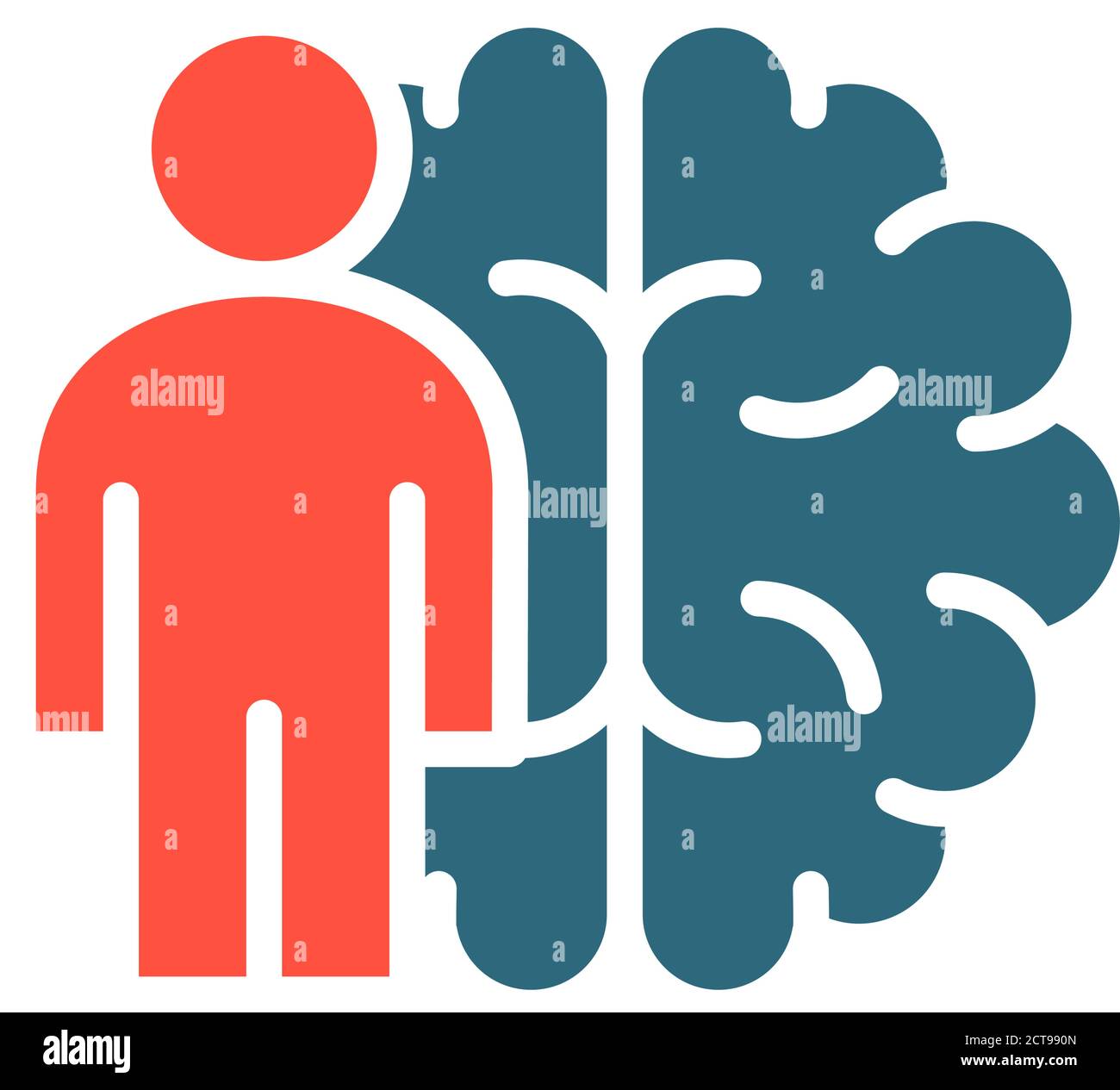 Brain with man colored icon. The main organ of the central nervous ...