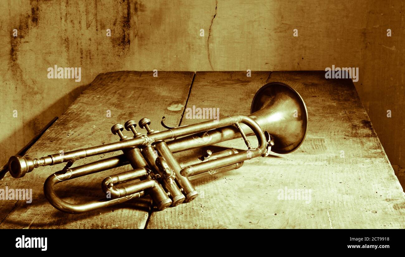 a superb antique trumpet from the 1930s Stock Photo - Alamy