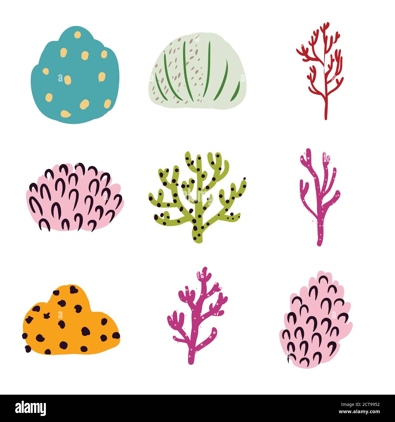Set of colorful underwater design elements. Vector illustration Stock ...