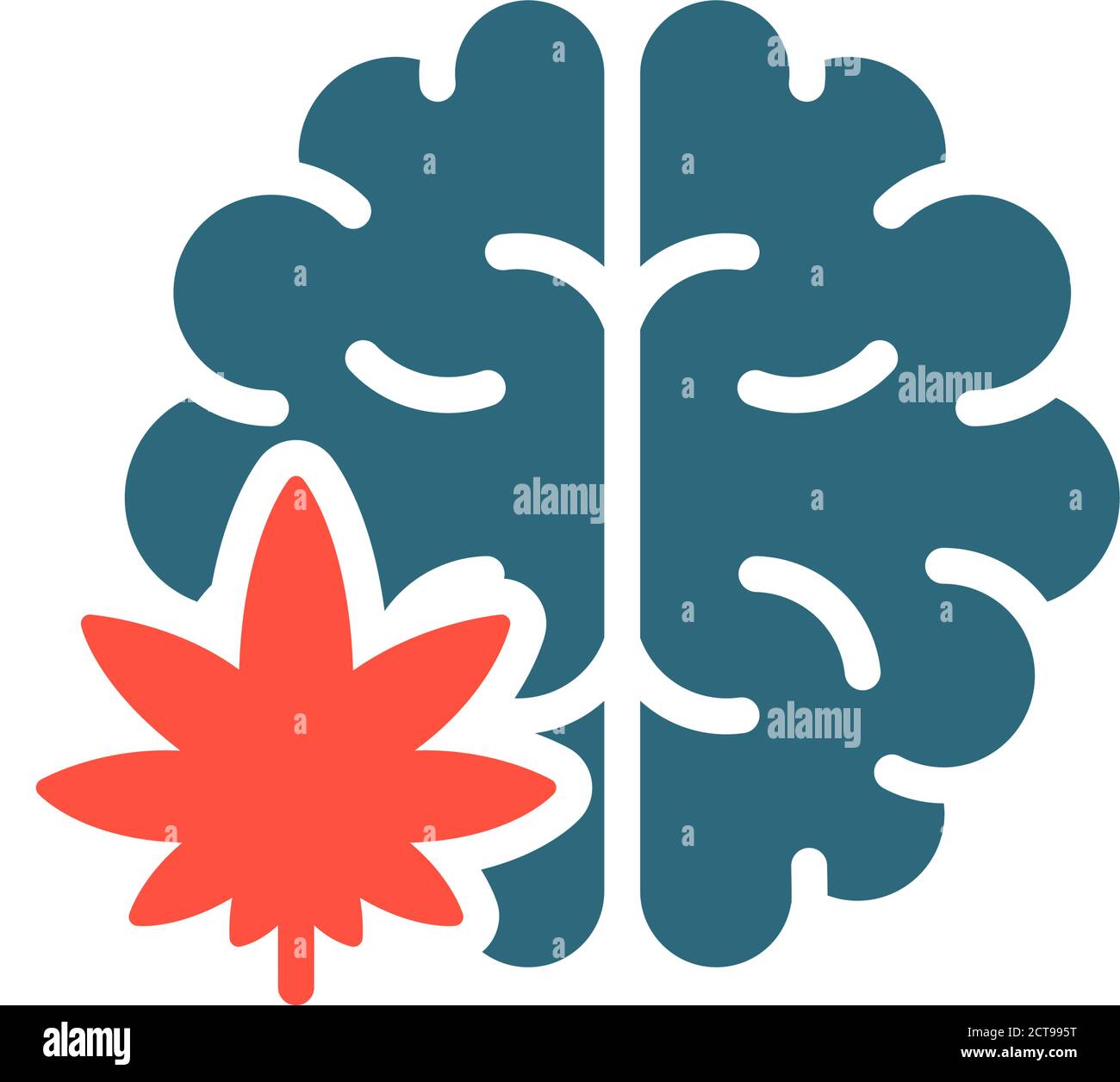 Human brain with marijuana colored icon. Cannabis treatment, anesthesia ...