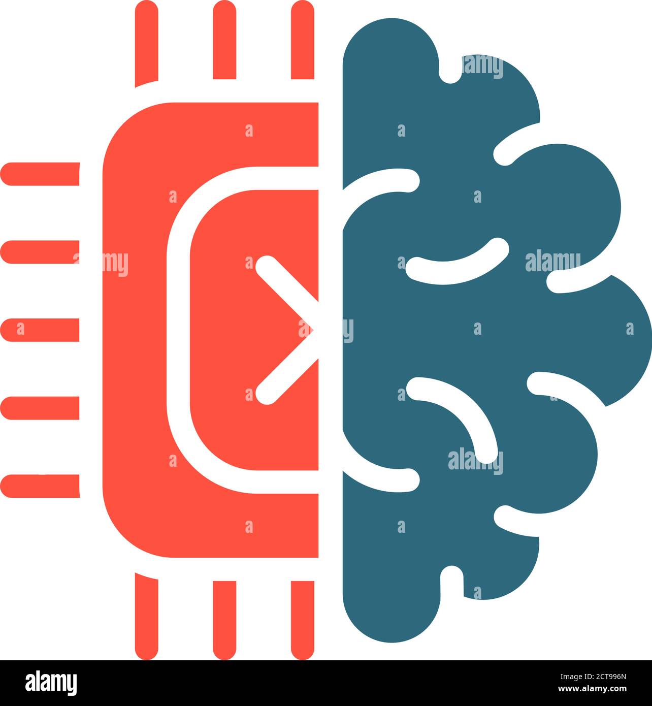 Human brain with chip colored icon. Artificial intelligence symbol ...