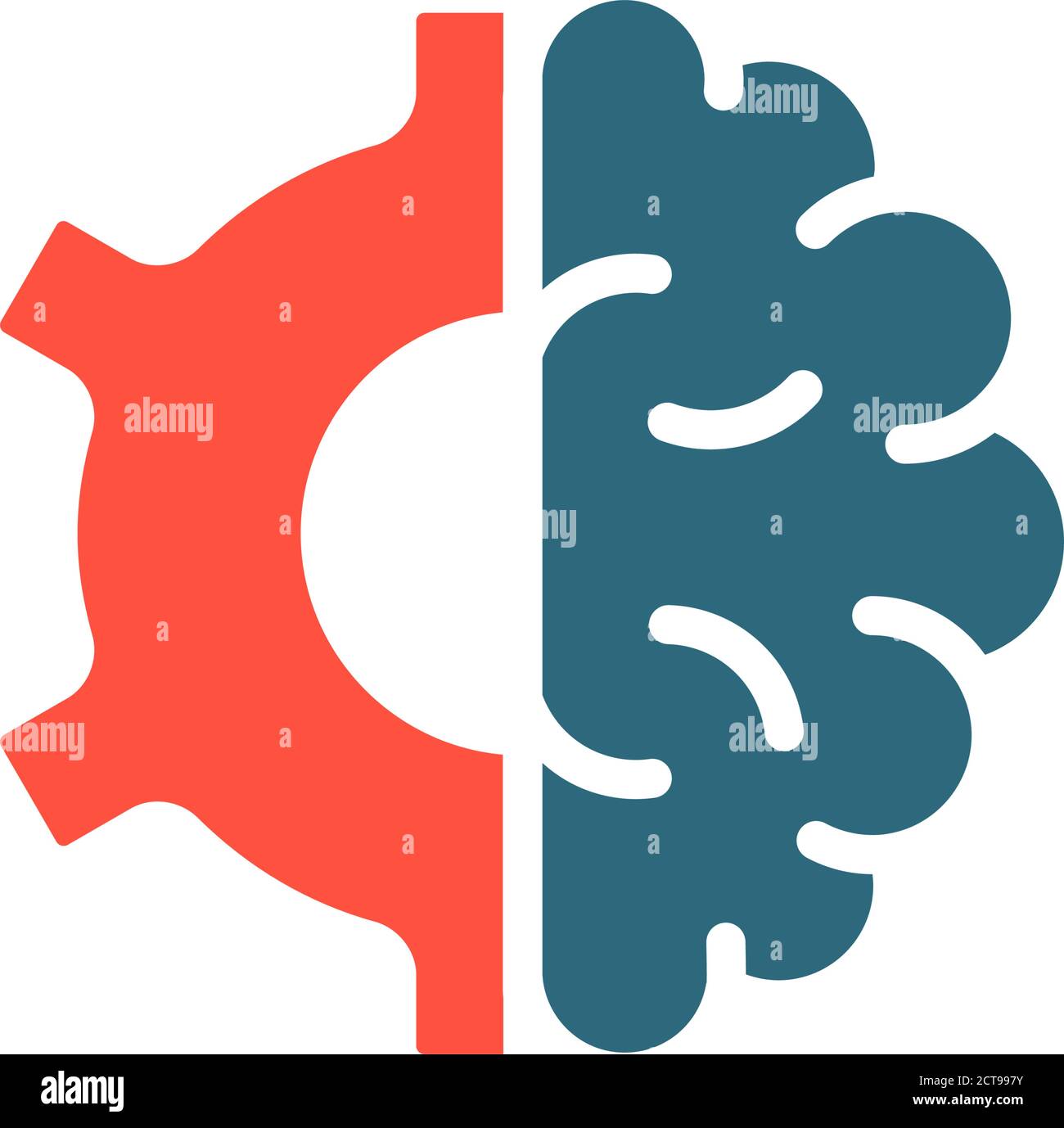 Human brain with gear wheel colored icon. Engineering, robot technology ...