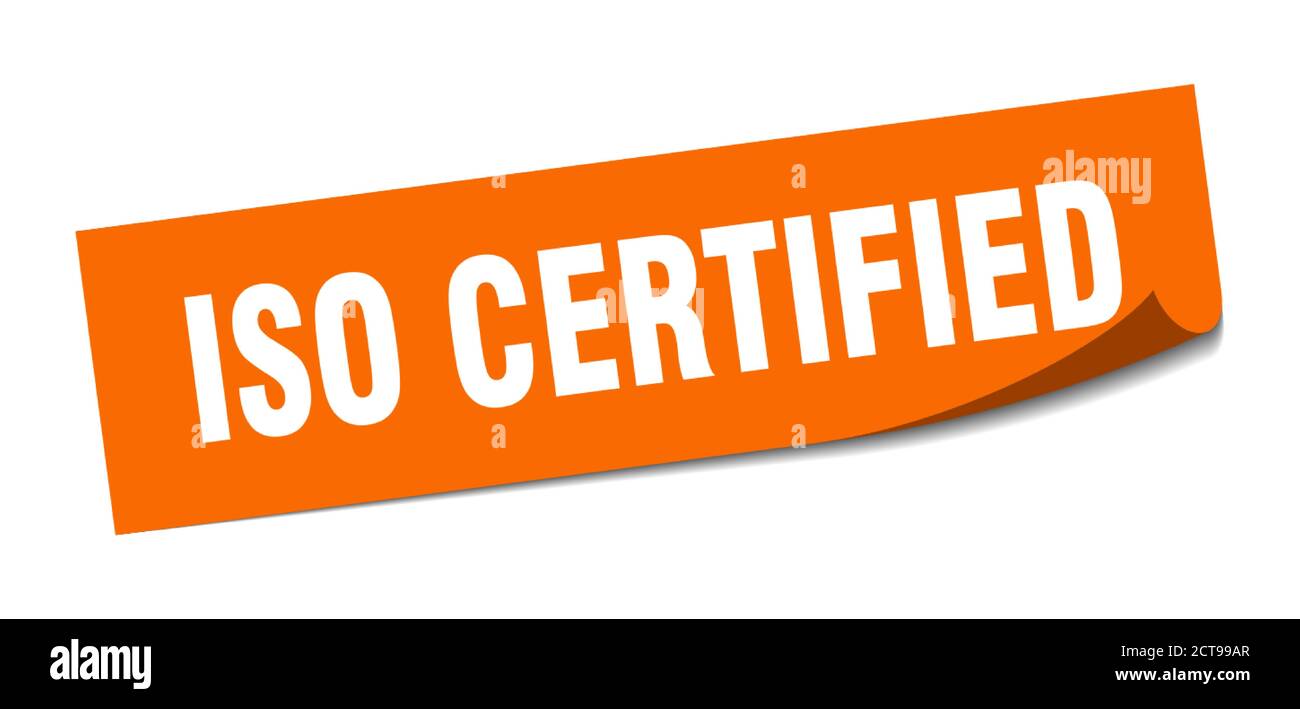 iso certified sticker. square isolated peeler sign. label Stock Vector ...