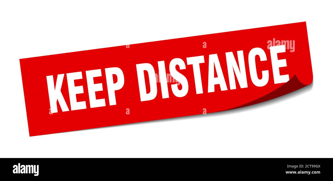 keep distance sticker. square isolated peeler sign. label Stock Vector ...