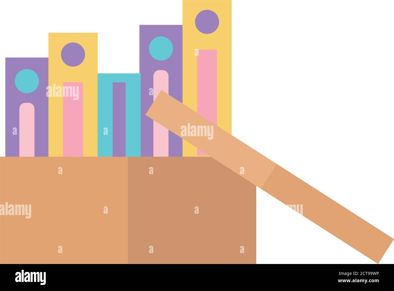 books inside cardboard box isolated design white background vector ...