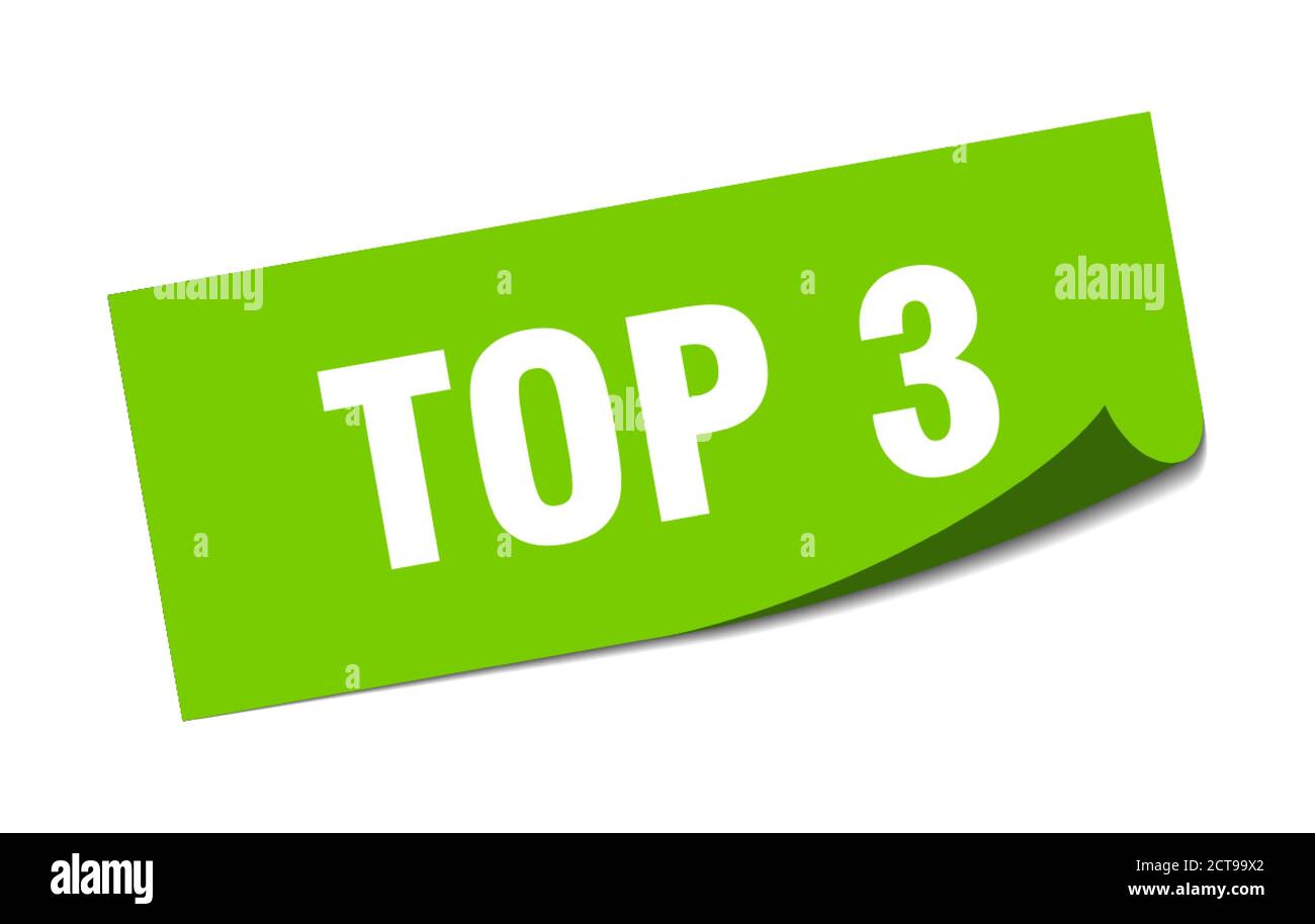 top 3 sticker. square isolated peeler sign. label Stock Vector Image ...