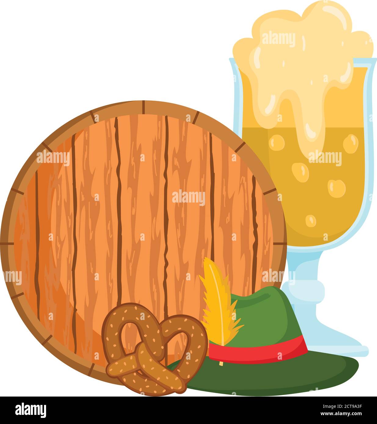 oktoberfest festival, beer pretzel and hat, celebration germany ...