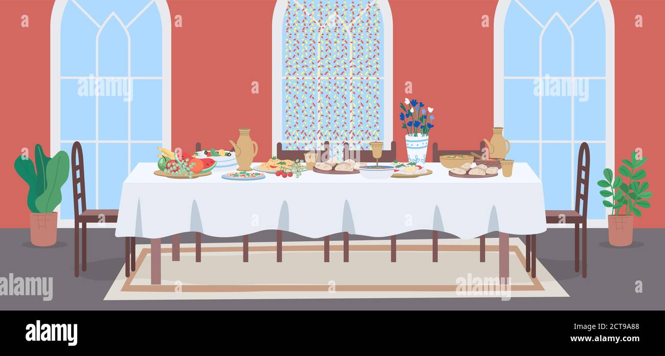 National muslim meal flat color vector illustration. Wedding ...