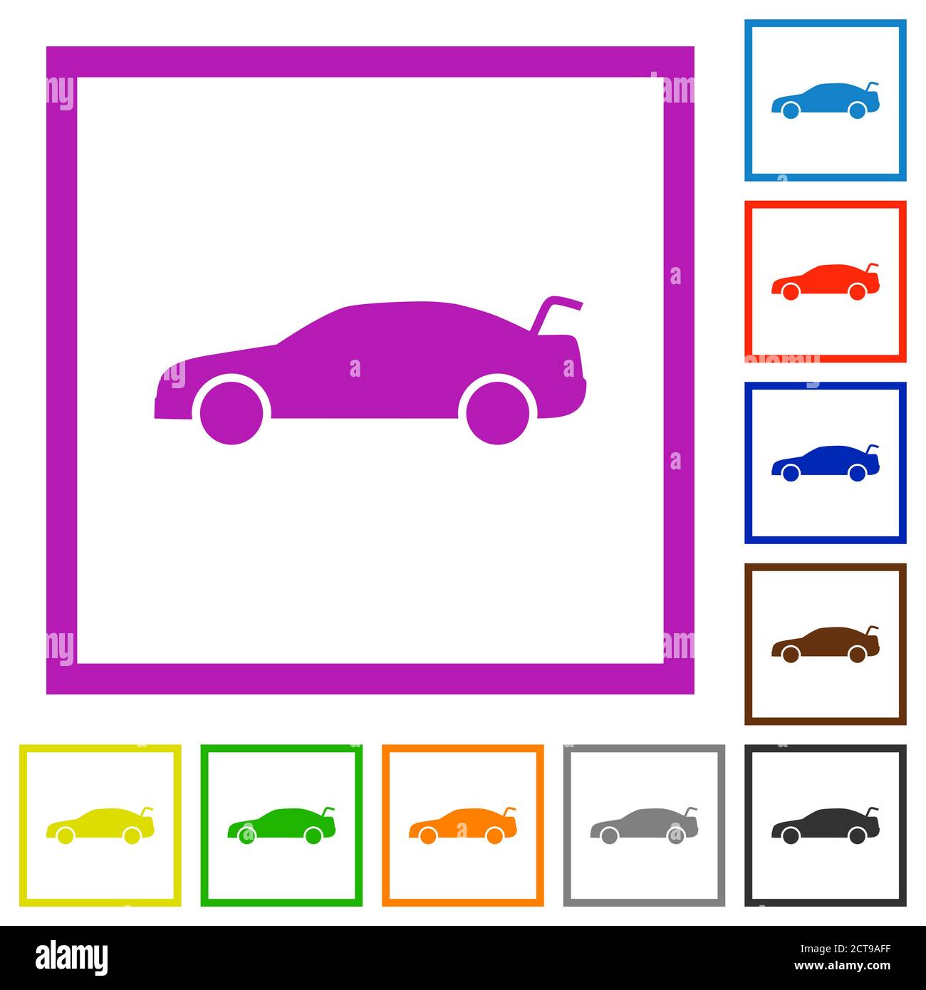 Car trunk open dashboard indicator flat color icons in square frames on ...