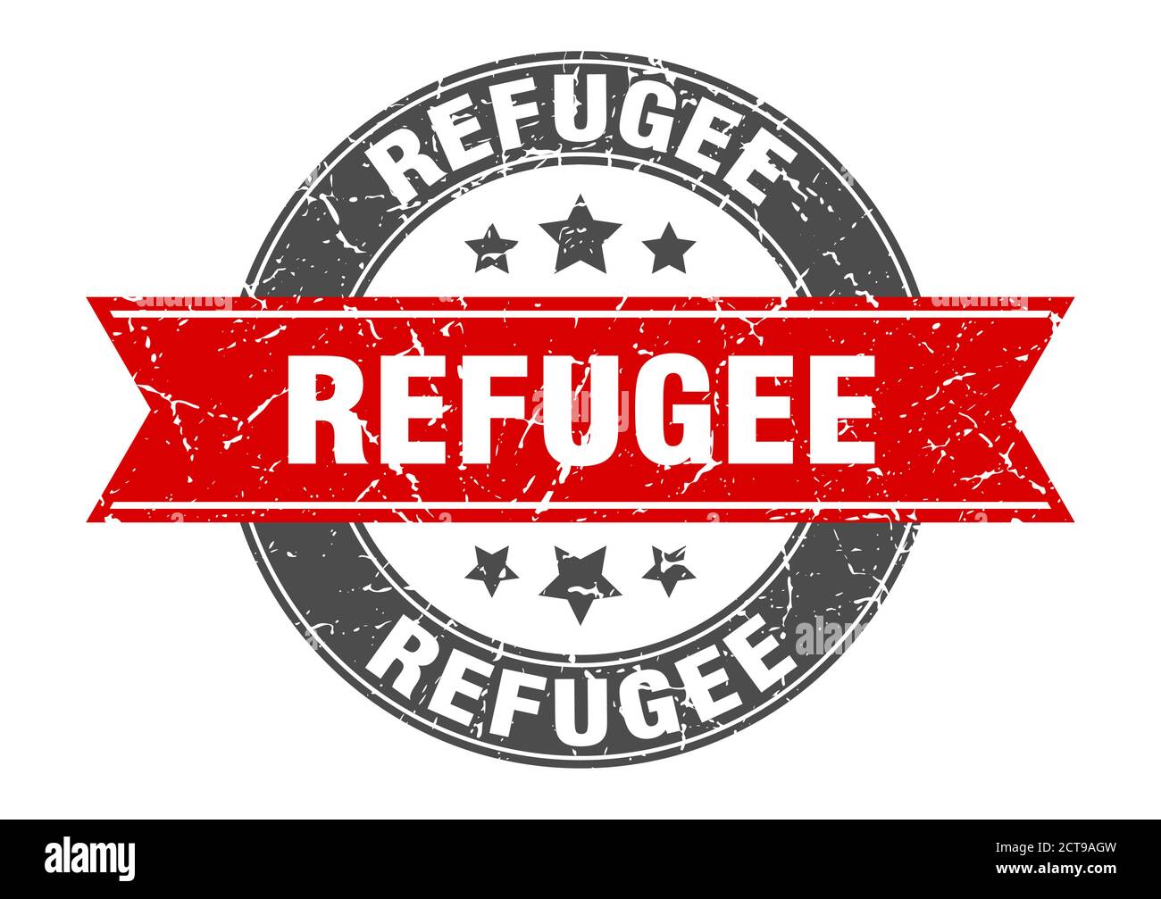 refugee round stamp with ribbon. sign. label Stock Vector Image & Art ...