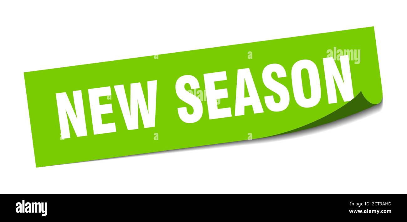 new season sticker. square isolated peeler sign. label Stock Vector ...