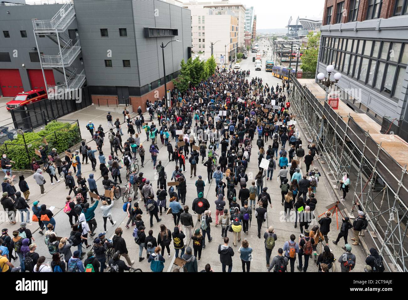 Seattle, USA Jun 2, 2020: A BLM protest in downtown calling for racial ...