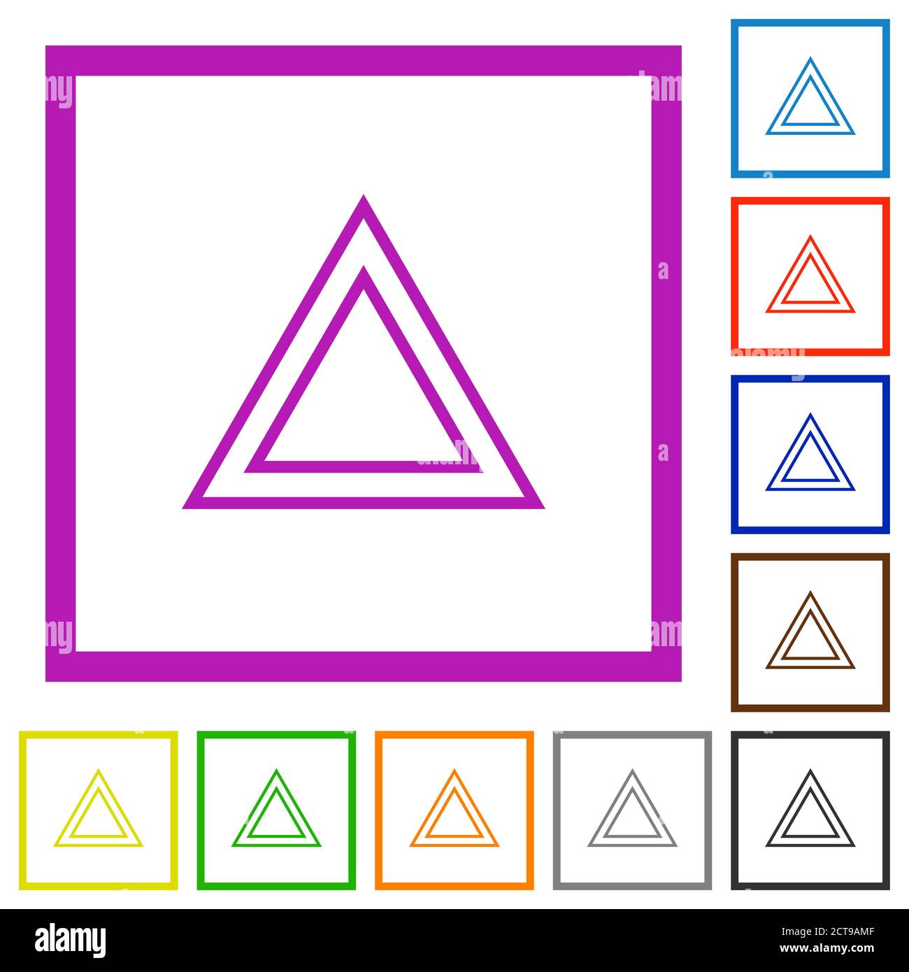 Traffic emergency triangle flat color icons in square frames on white ...
