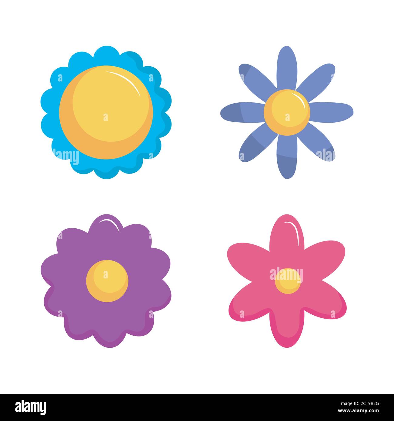 beautiful flowers icon set over white background, colorful design ...