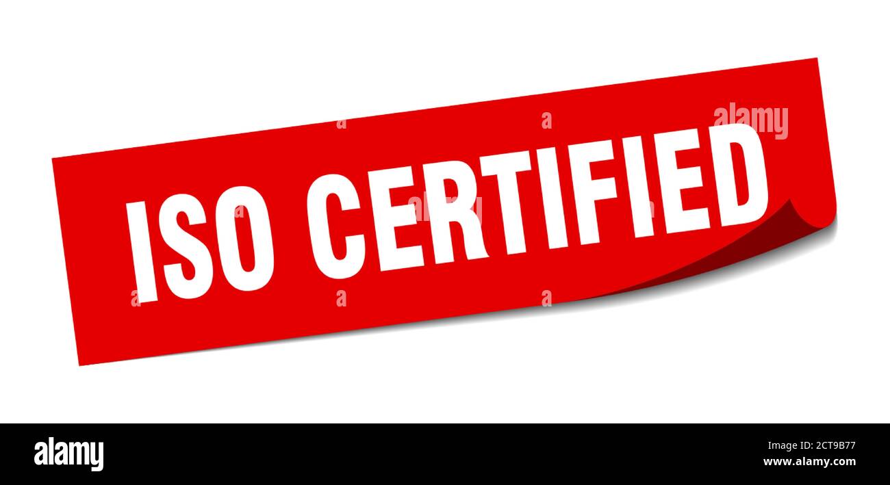 iso certified sticker. square isolated peeler sign. label Stock Vector ...