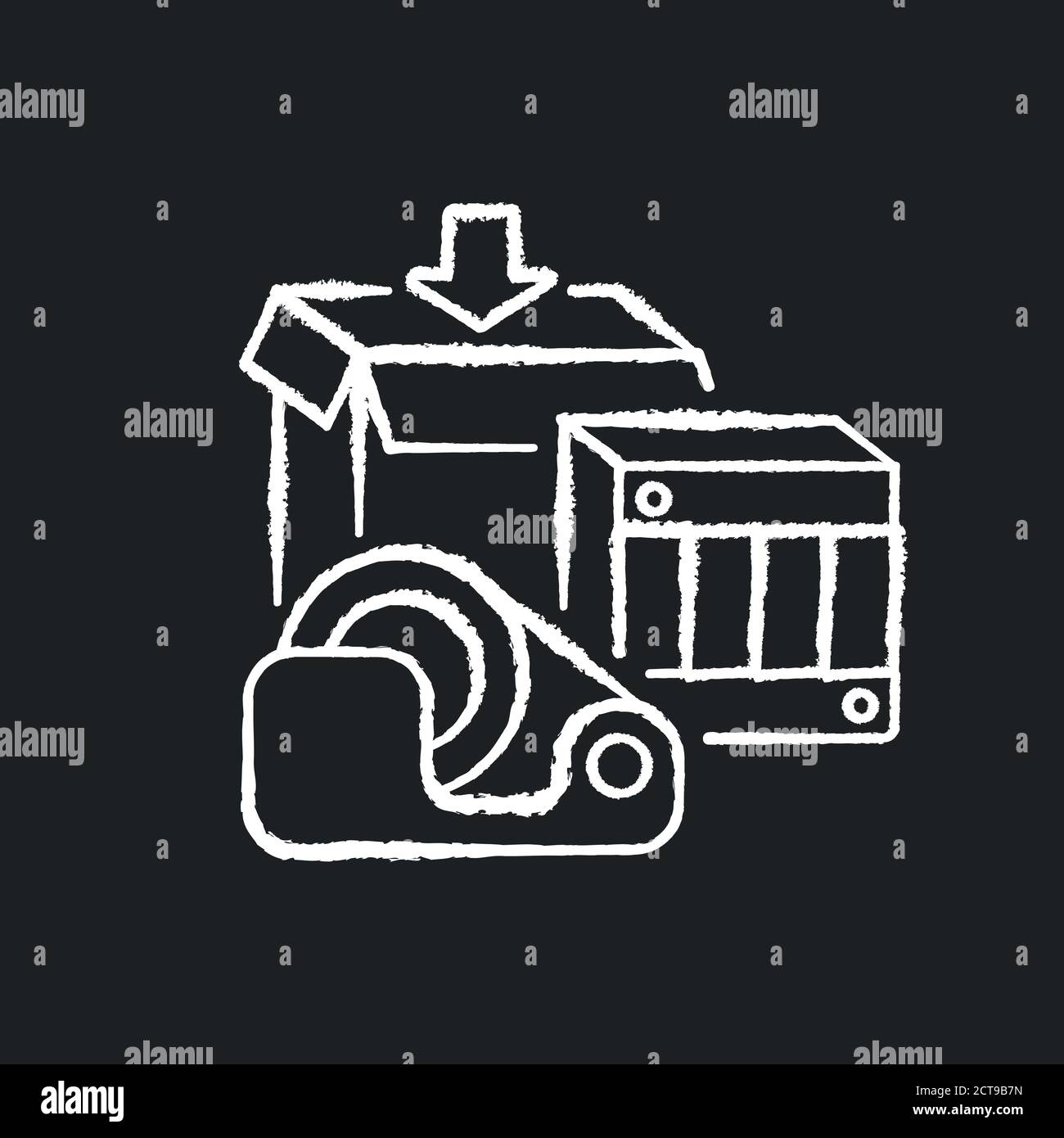 Shipping supplies chalk white icon on black background Stock Vector ...