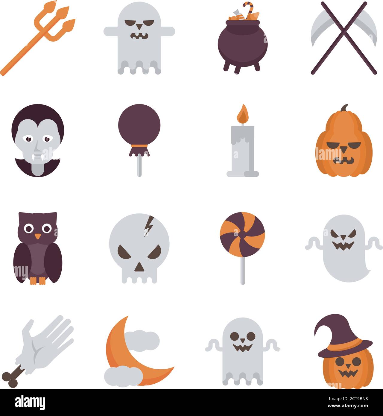 bundle of sixteen halloween set icons vector illustration design Stock ...