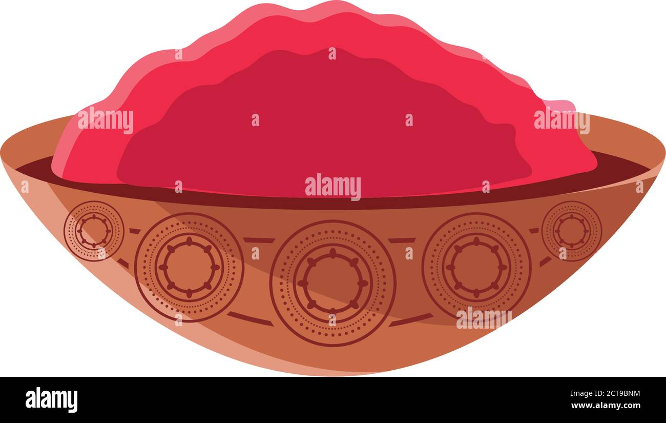 Indian pink powder in bowl detailed style icon design, India culture ...